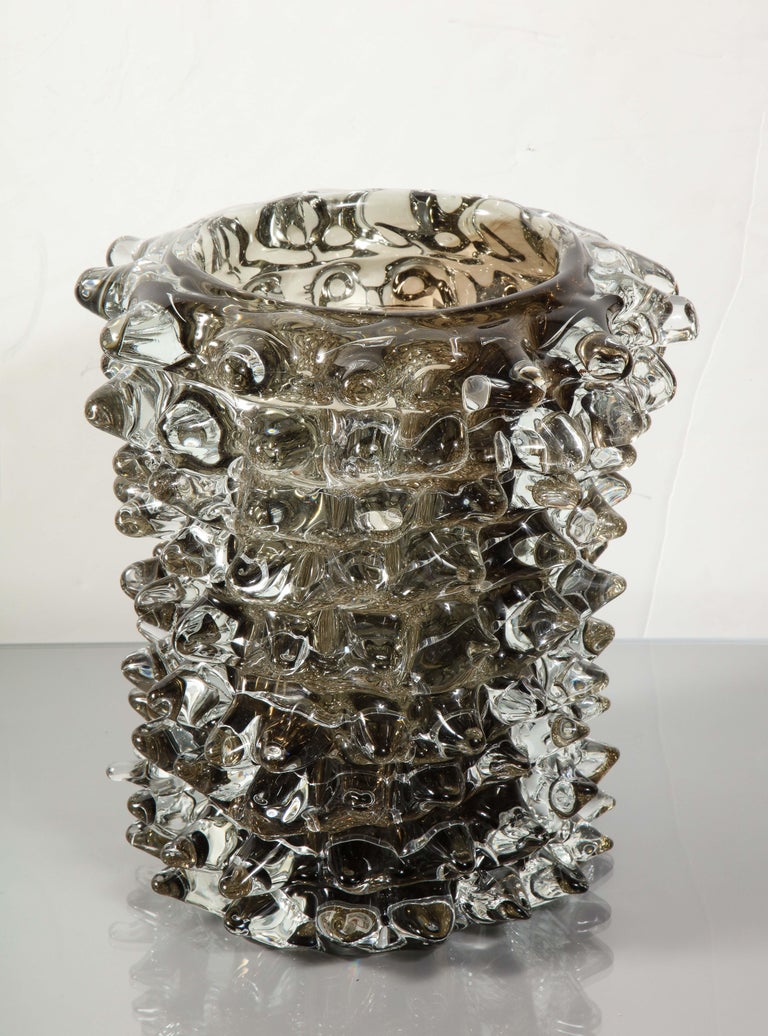 Murano Gray Glass "Rostrate" Vase For Sale at 1stDibs | spiky glass vase