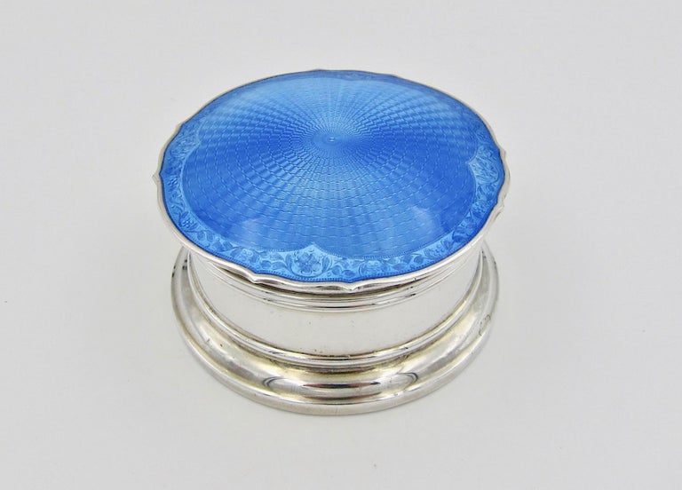 Large English Art Deco Sterling Silver and Guilloche Enamel Box ...