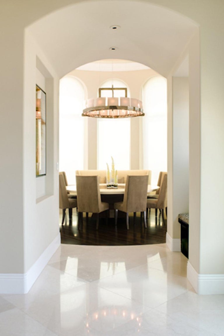 Large Halo Chandelier in Nickel with Porcelain Diffusers by Powell and ...