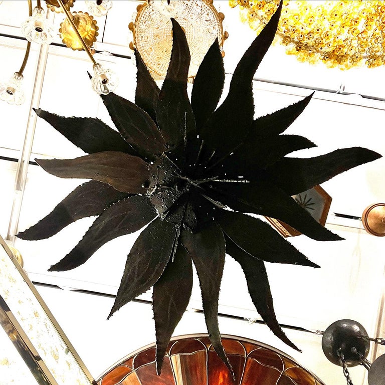 Large Hammered Iron Light Fixture For Sale at 1stDibs