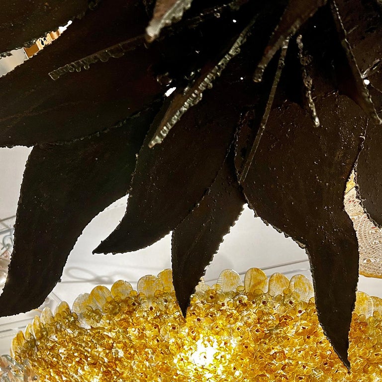Large Hammered Iron Light Fixture For Sale at 1stDibs