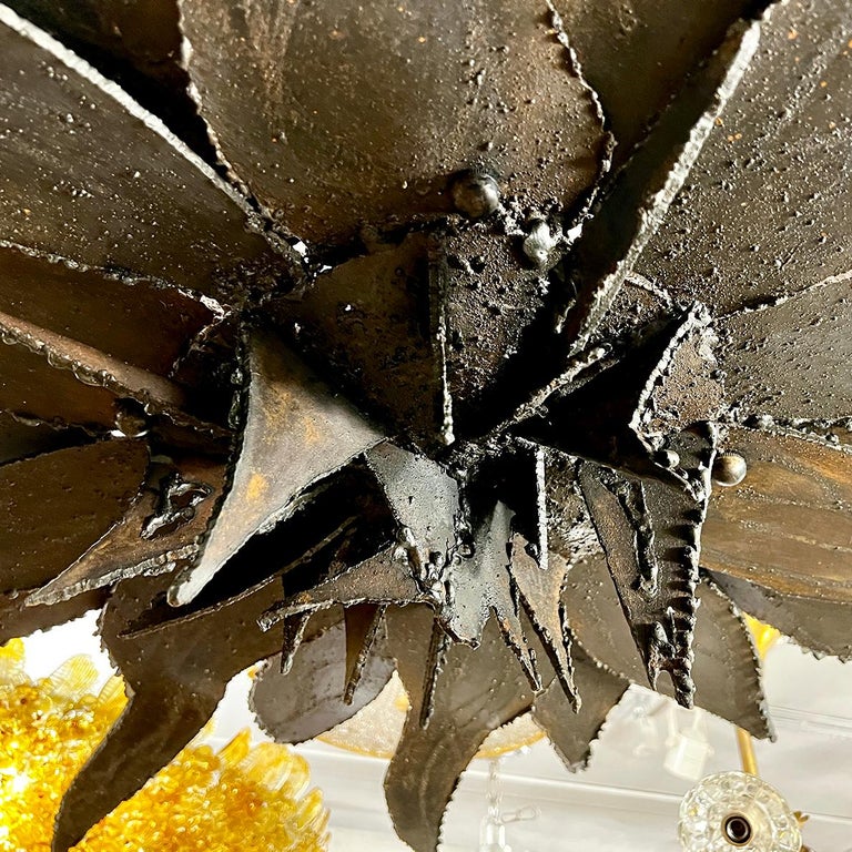 Large Hammered Iron Light Fixture For Sale at 1stDibs