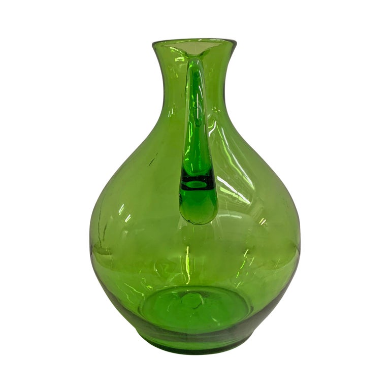 Large Hand Blown Green Glass Pitcher at 1stDibs | large green glass ...