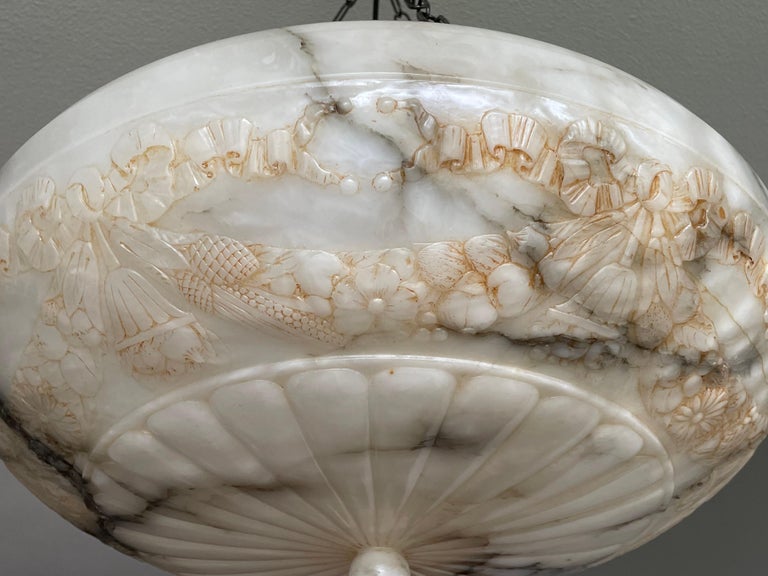 Large Hand Carved Antique Alabaster Pendant Chandelier Top Quality ...