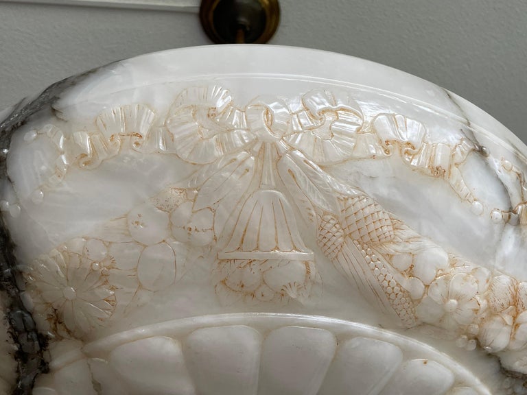 Large Hand Carved Antique Alabaster Pendant Chandelier Top Quality ...