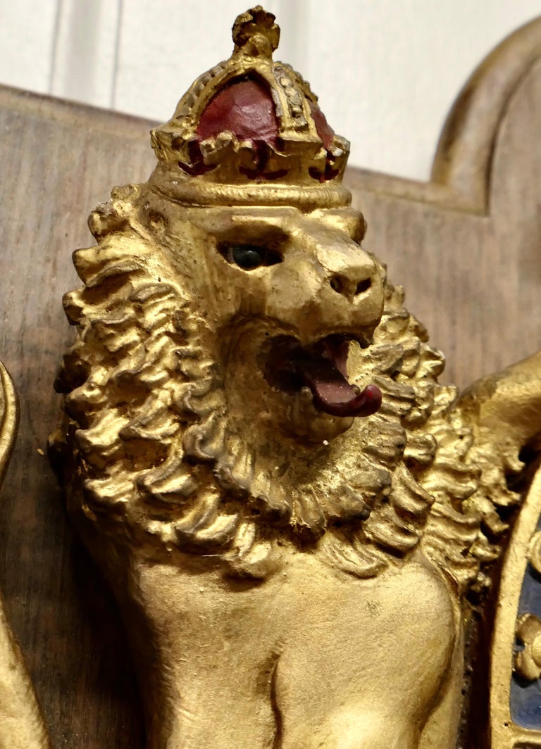 Large Hand Carved British Royal Coat of Arms Brewers Wall Plaque For ...