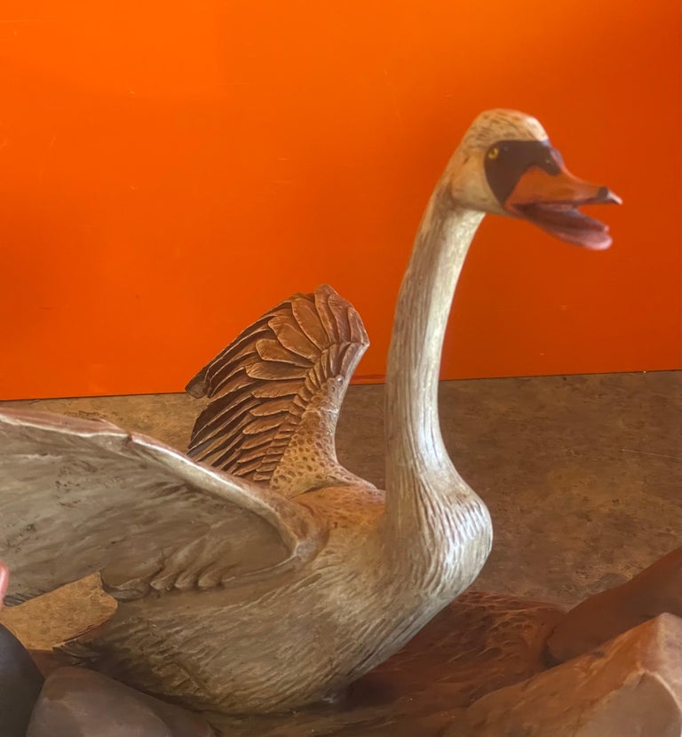 Large Hand Carved Duck Sculpture by Miguel Ruelas For Sale at 1stDibs