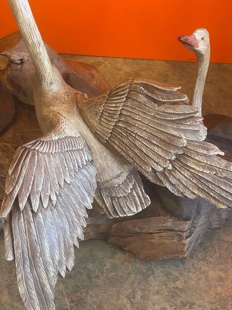 Large Hand Carved Duck Sculpture by Miguel Ruelas For Sale at 1stDibs