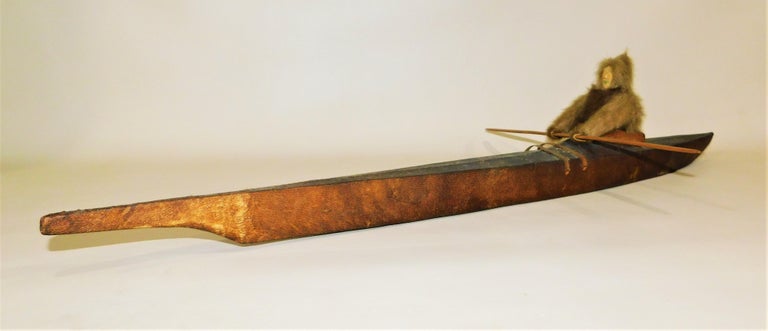 Large Hand Carved Inuit Hunter Native American Kayak at 1stDibs