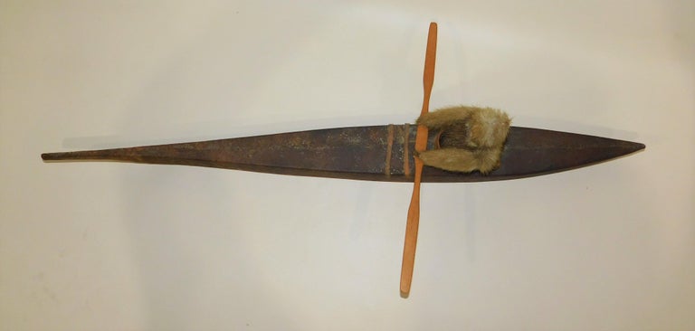 Large Hand Carved Inuit Hunter Native American Kayak at 1stDibs