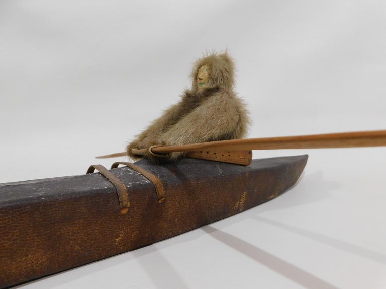 Large Hand Carved Inuit Hunter Native American Kayak at 1stDibs