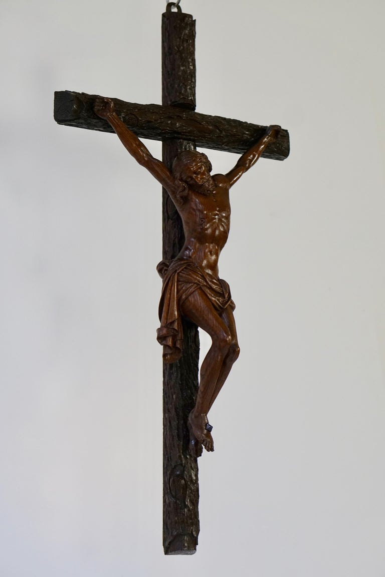 Large Hand Carved, Late 19th Century Corpus of Christ or Crucifix at ...