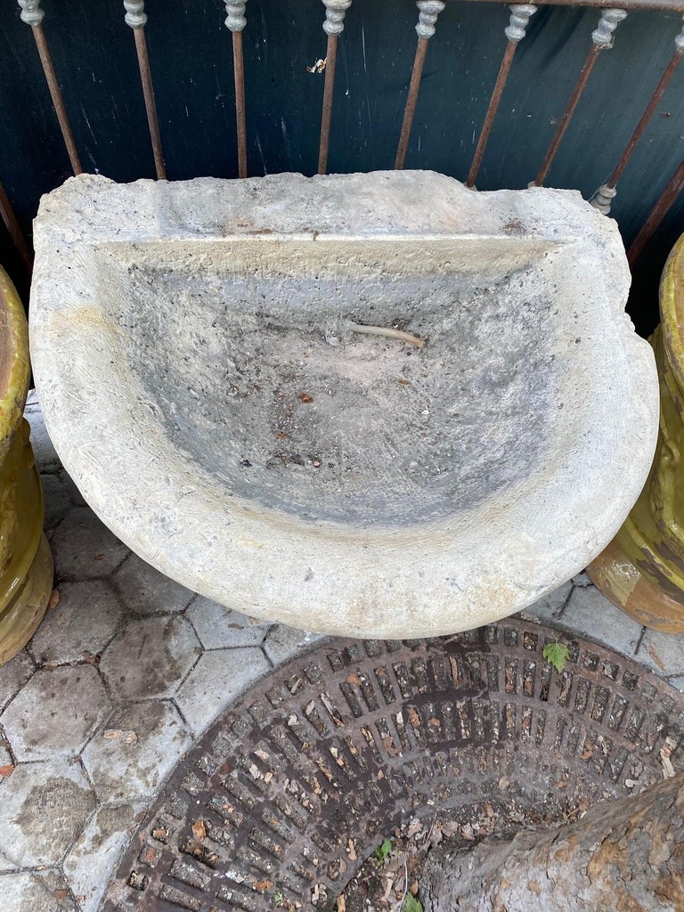 Large Hand Carved Stone Sink Basin Wall Fountain Bowl and pedestal base ...