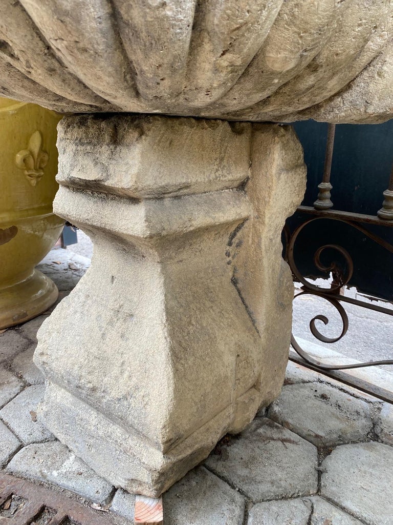 Large Hand Carved Stone Sink Basin Wall Fountain Bowl and pedestal base ...