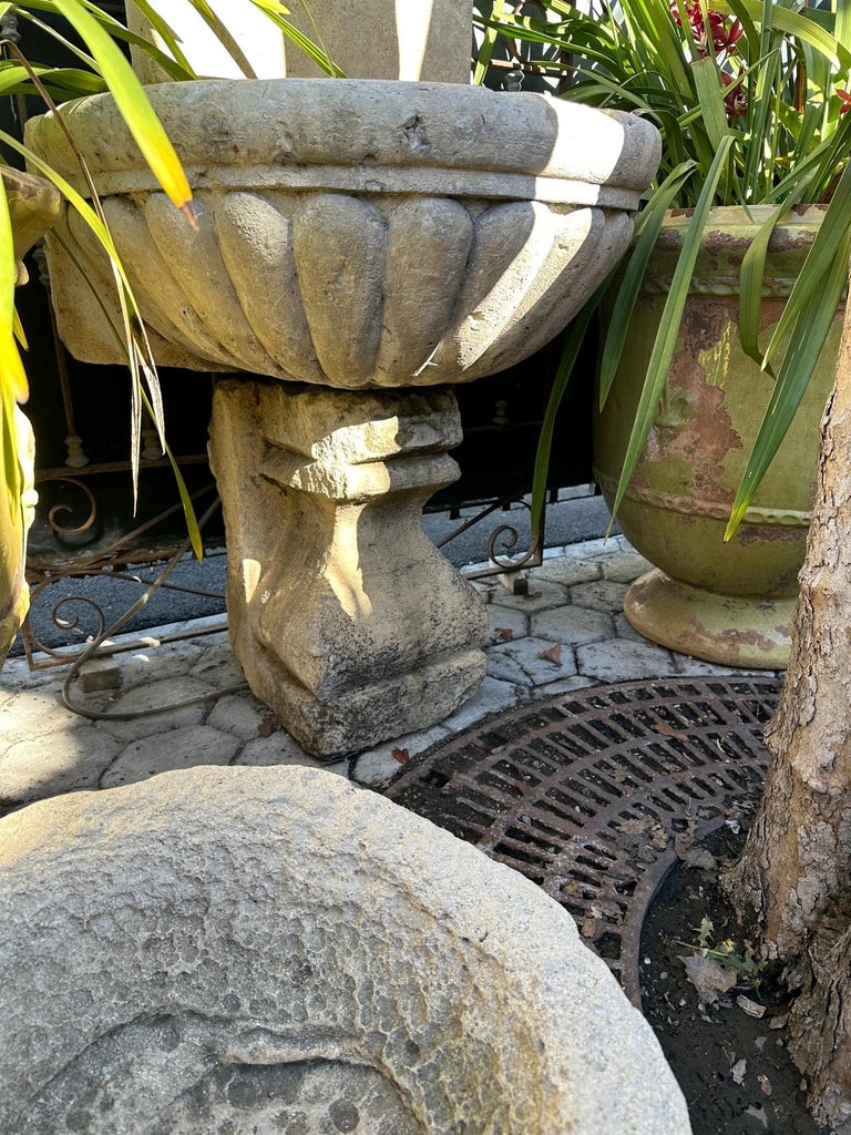 Large Hand Carved Stone Sink Basin Wall Fountain Bowl and pedestal base ...