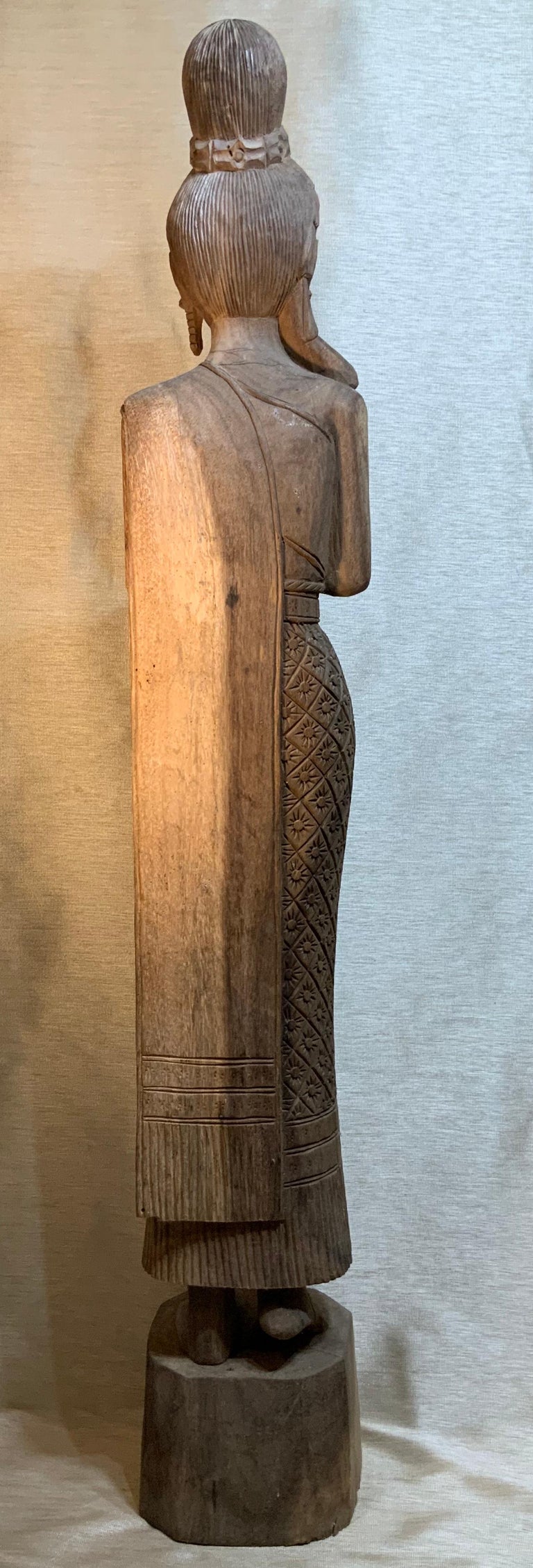 Large Hand Carved Wood Antique Quan Yin Statue at 1stDibs | large hand ...