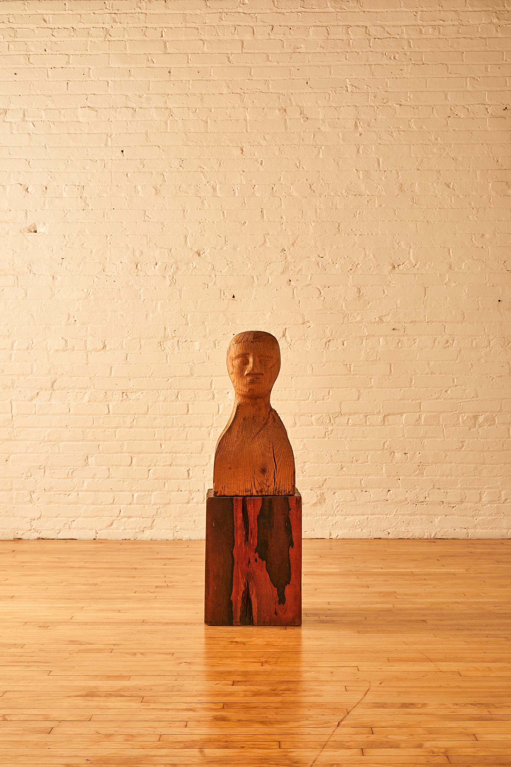 Large Hand Carved Wood Bust For Sale at 1stDibs