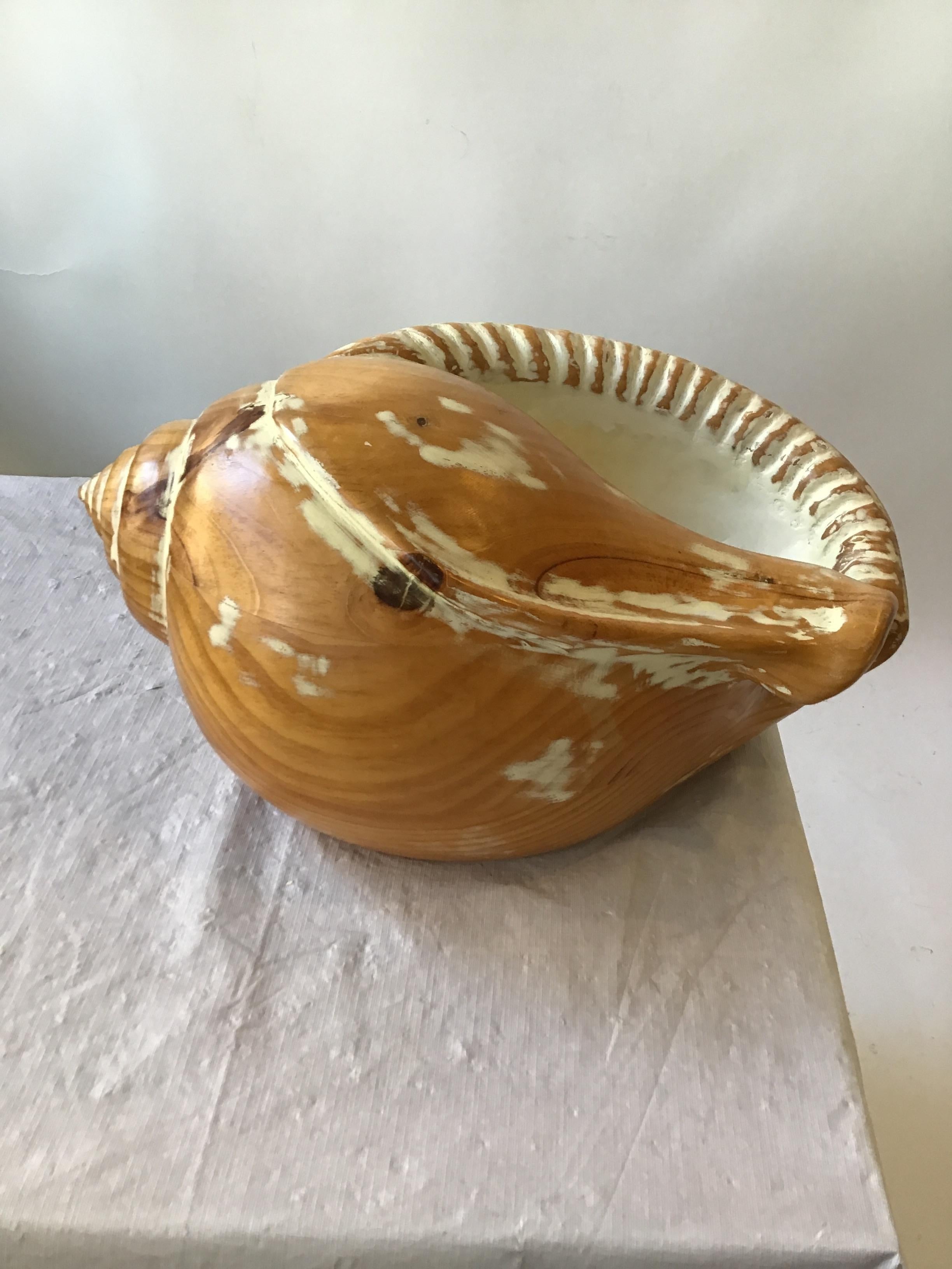 Large Hand Carved Wood Seashell at 1stDibs | seashell wood carving