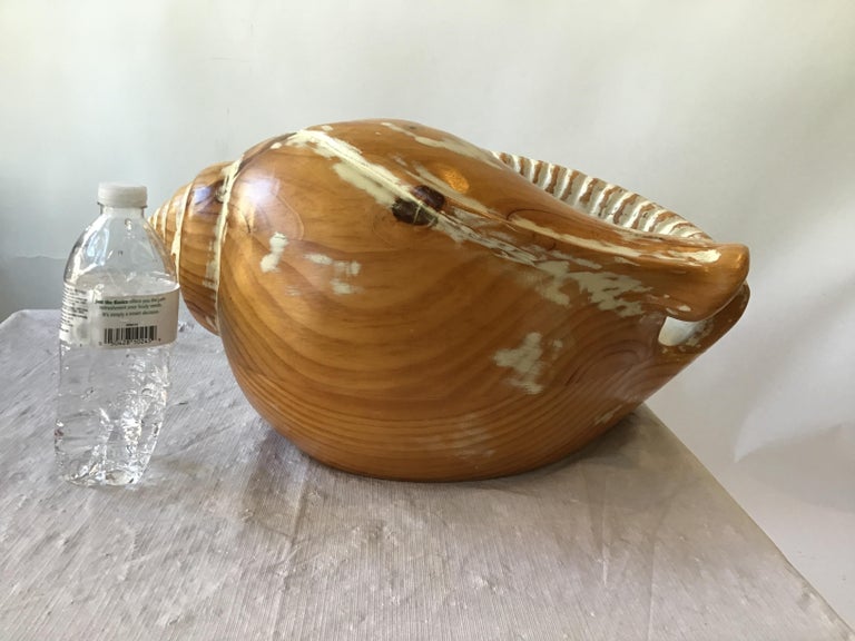 Large Hand Carved Wood Seashell For Sale at 1stDibs