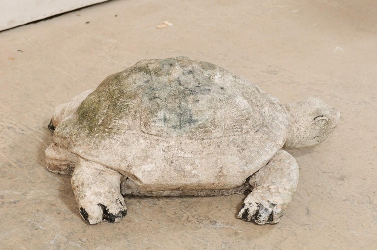 Large Hand-Cast Stone Box Turtle Garden Sculpture at 1stDibs | large ...