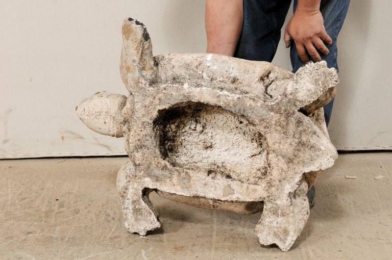 Large Hand-Cast Stone Box Turtle Garden Sculpture at 1stDibs | large ...