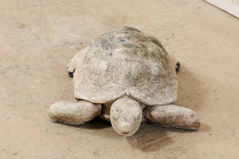 Large Hand-Cast Stone Box Turtle Garden Sculpture at 1stDibs | large ...