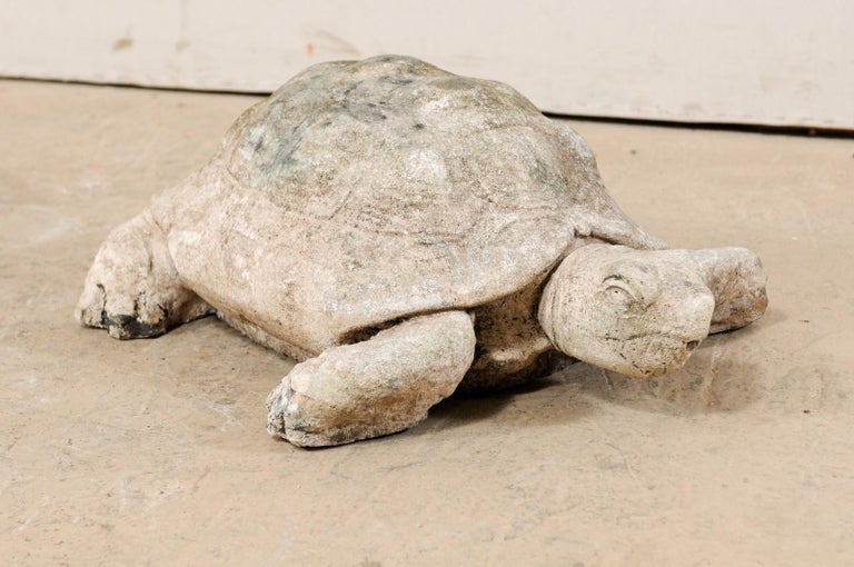 Large Hand-Cast Stone Box Turtle Garden Sculpture at 1stDibs | large ...