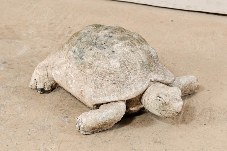 Large Hand-Cast Stone Box Turtle Garden Sculpture at 1stDibs | large ...