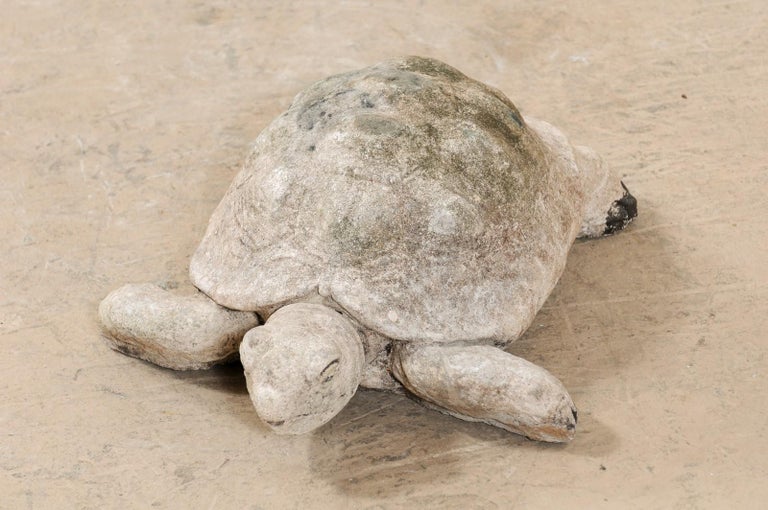 Large Hand-Cast Stone Box Turtle Garden Sculpture at 1stDibs | large ...