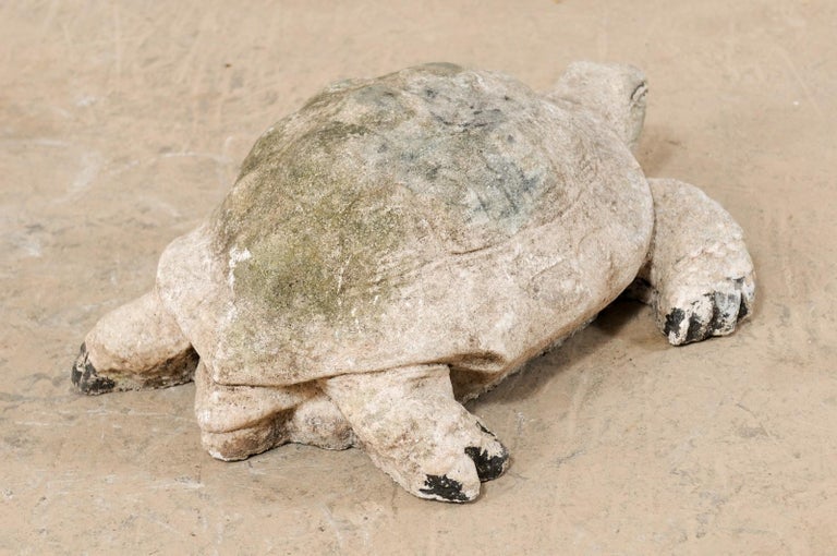 Large Hand-Cast Stone Box Turtle Garden Sculpture at 1stDibs | large ...