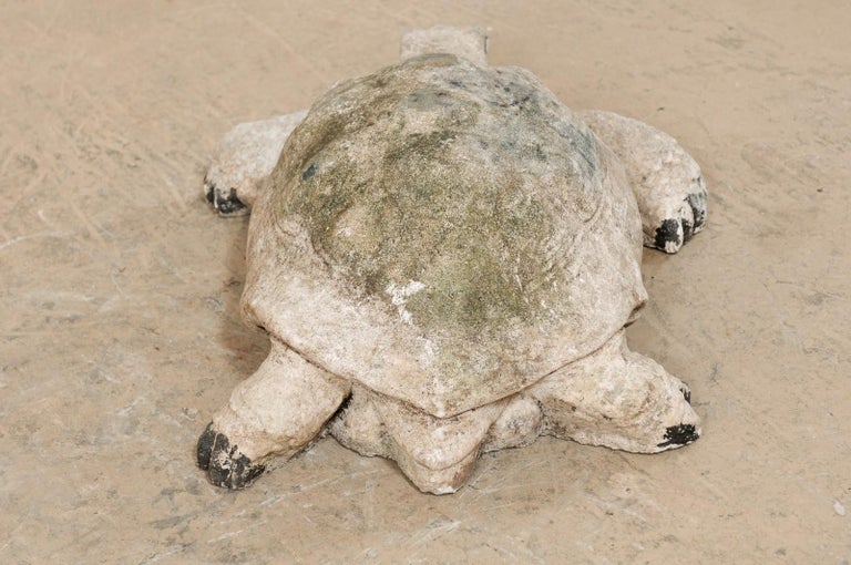 Large Hand-Cast Stone Box Turtle Garden Sculpture at 1stDibs | large ...