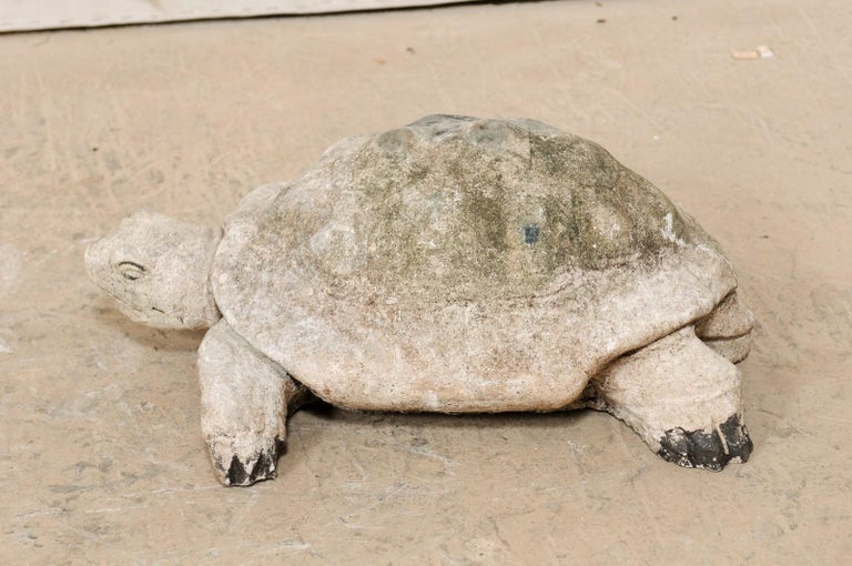 Large Hand-Cast Stone Box Turtle Garden Sculpture at 1stDibs | large ...