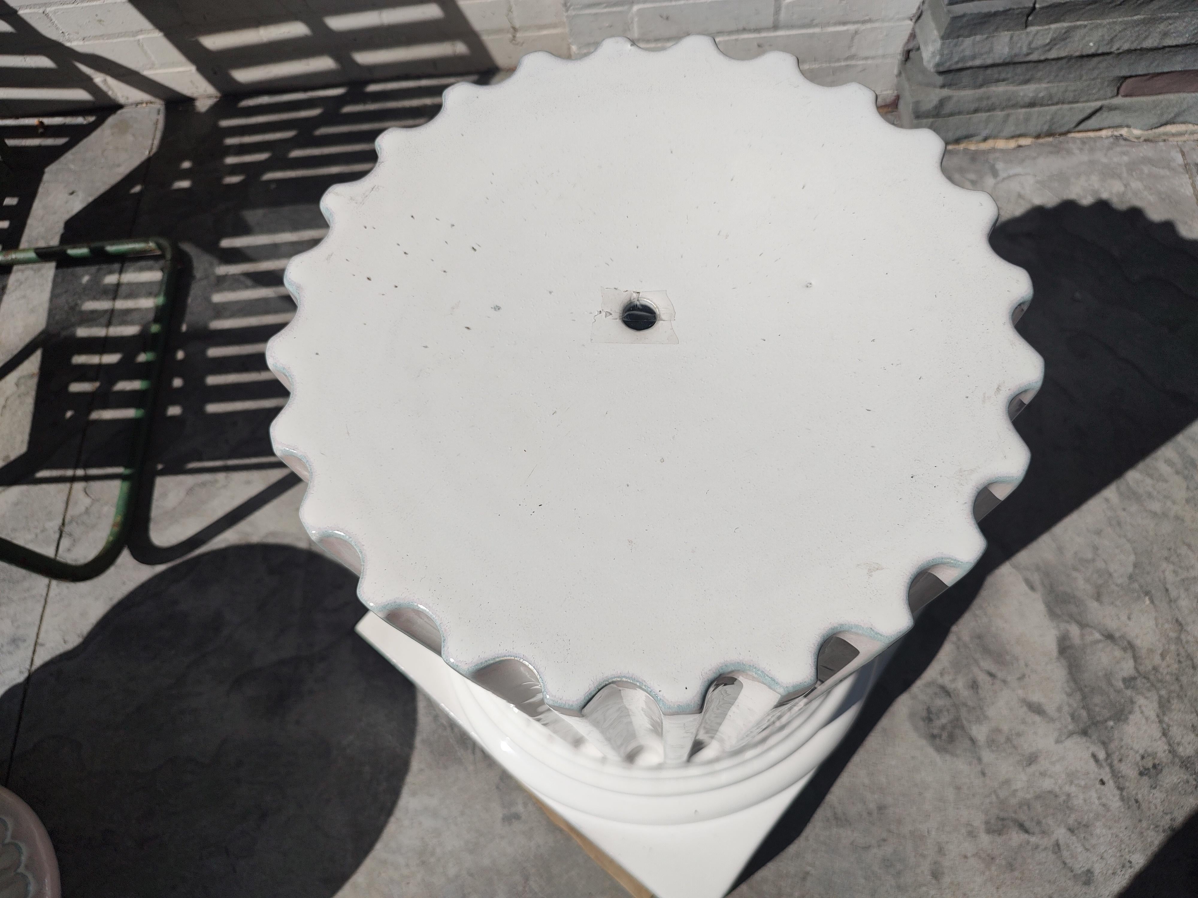 Large Hand Crafted 2 Piece Clay White Glazed Planter with Pedestal For ...