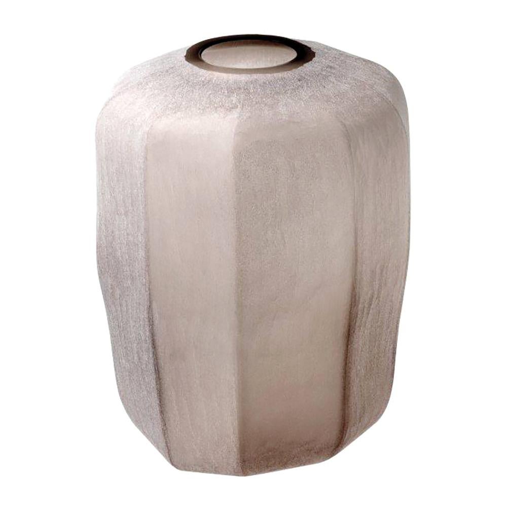 Large Handcrafted Blown Glass Vase with Sandy Finish For Sale at 1stDibs