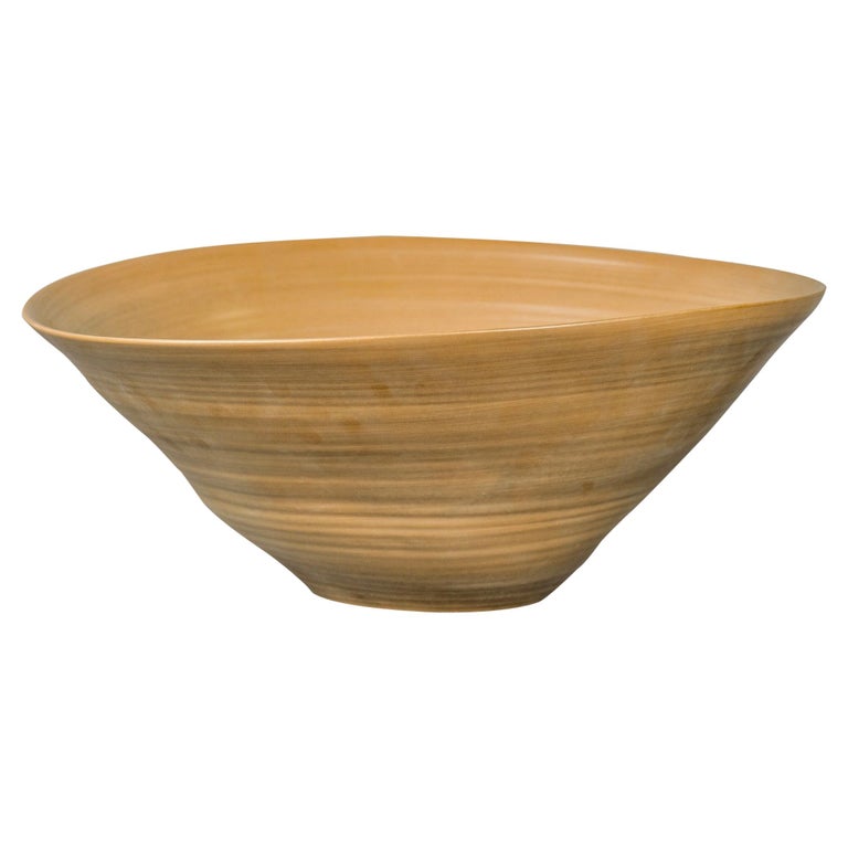 Large Hand Crafted Italian Deep Ceramic Bowl in Cappuccino Glaze at 1stDibs