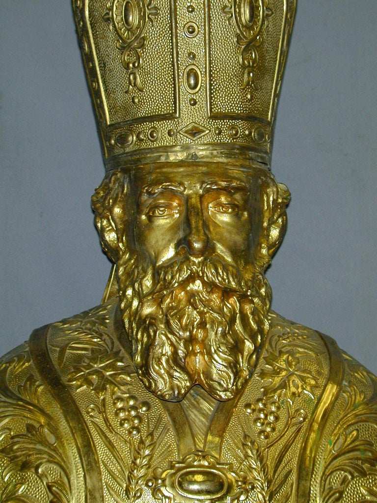 Large Hand Hammered Antique Brass Sculpture of a Bishop at 1stDibs