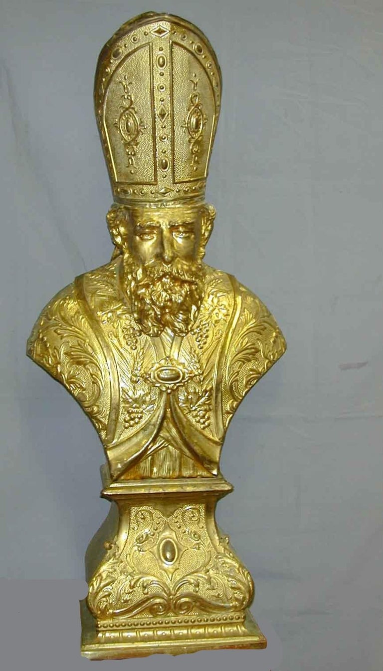 Large Hand Hammered Antique Brass Sculpture of a Bishop at 1stDibs