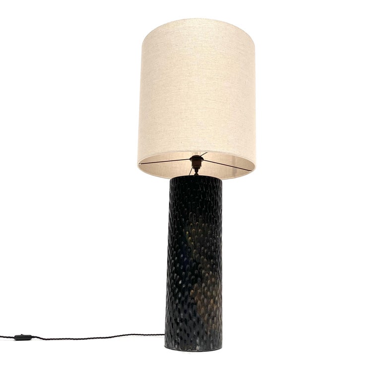 Large Hand Made Ceramic Cylinder Lamp For Sale at 1stDibs