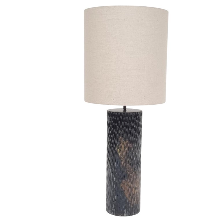 Large Hand Made Ceramic Cylinder Lamp For Sale at 1stDibs