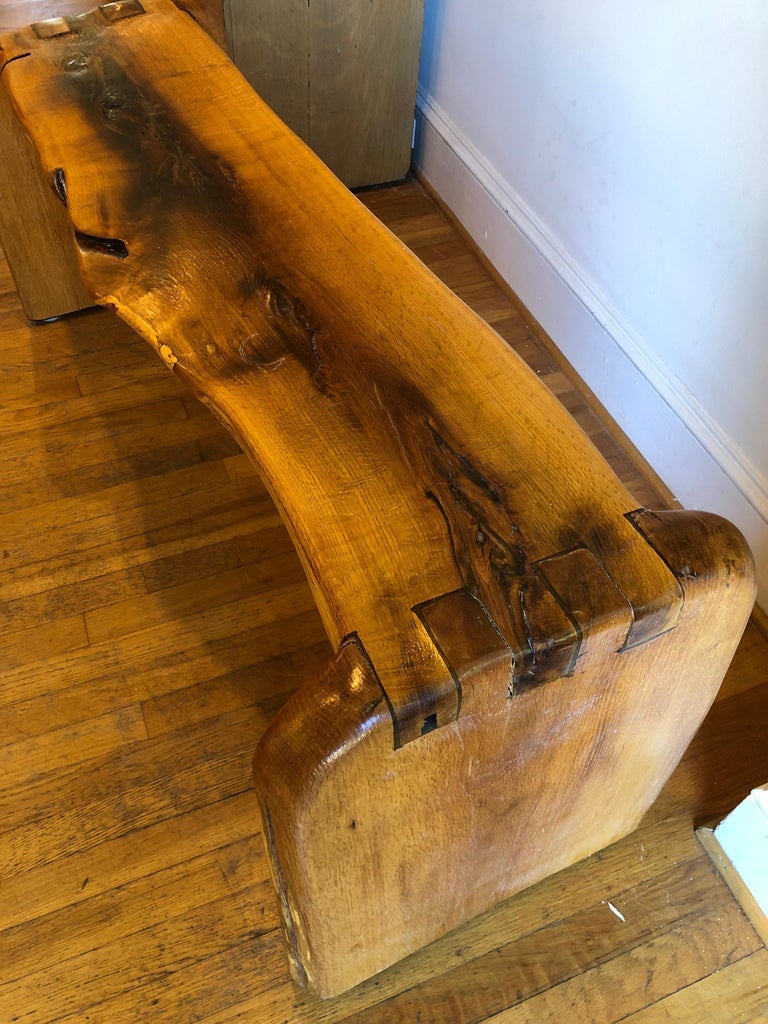 Large Hand-Made Solid Live Edge Bench For Sale at 1stDibs