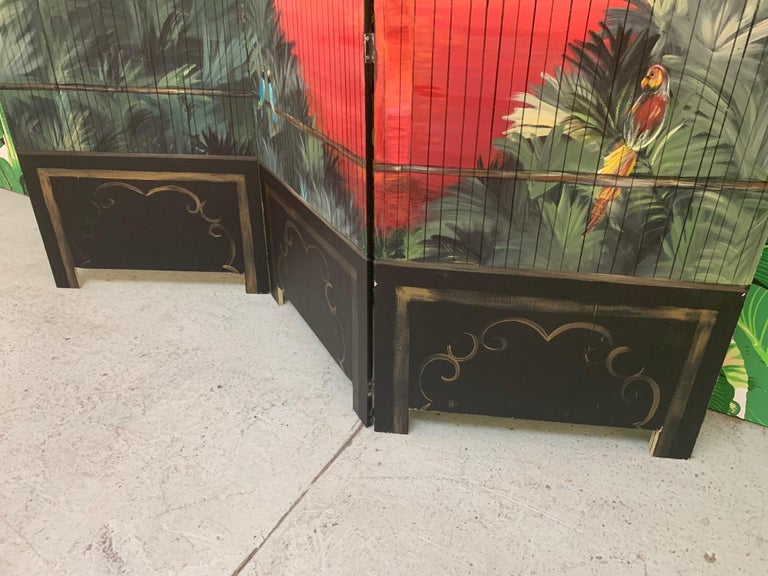 Large Hand Painted Birdcage 3 Panel Screen Room Divider at 1stDibs