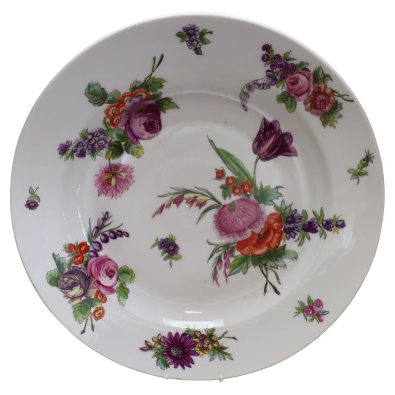 Large Hand Painted French Porcelain Platter For Sale at 1stDibs
