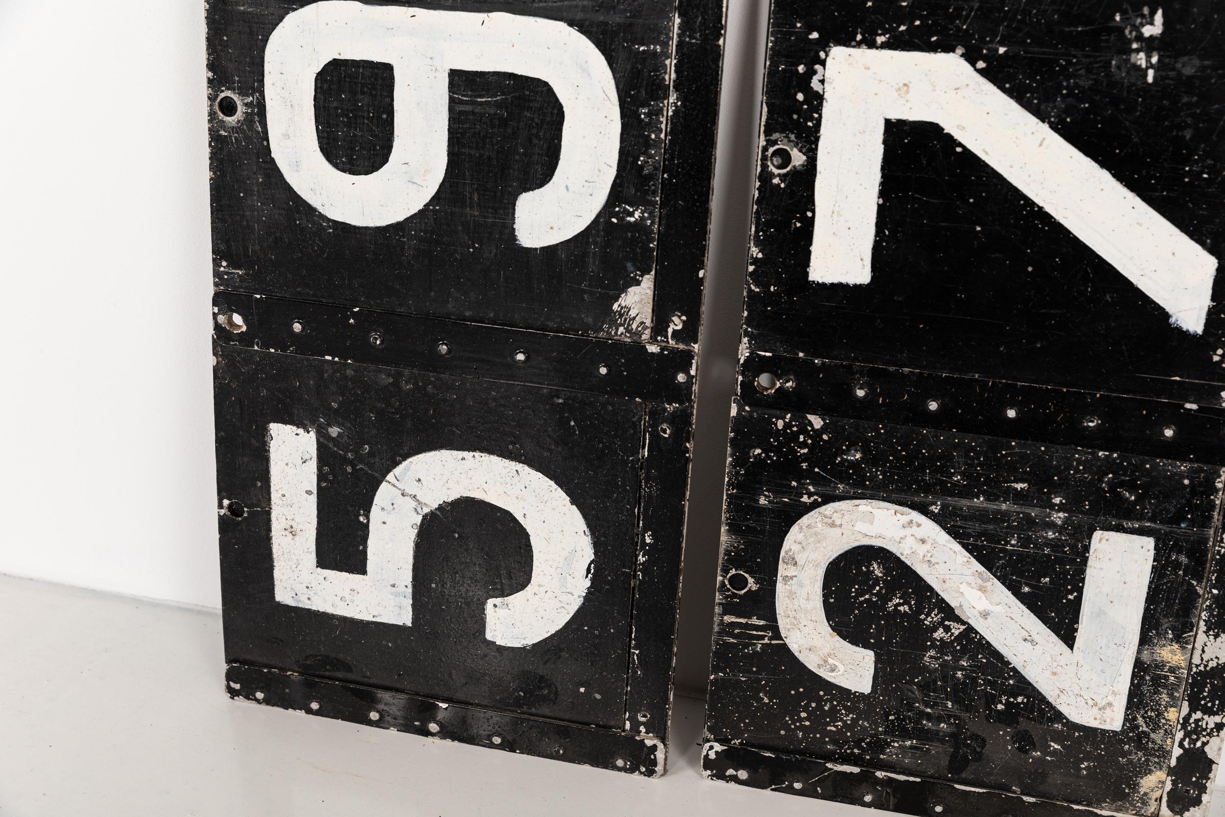Large Hand Painted Industrial Railway Number Wall Sign Plaque, C.1940 ...