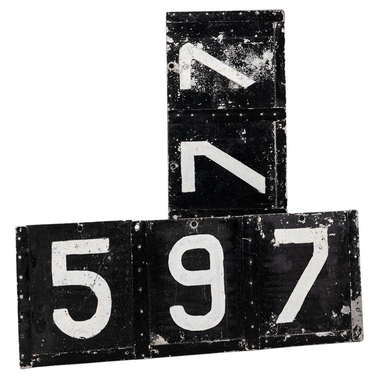 Large Hand Painted Industrial Railway Number Wall Sign Plaque, C.1940 ...