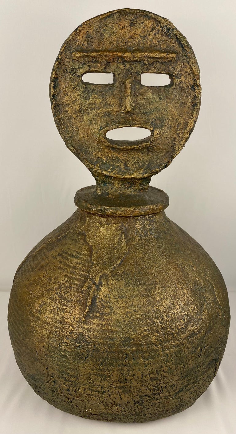 Large Hand Painted Plaster Face Vase Decanter by Collections For Sale ...