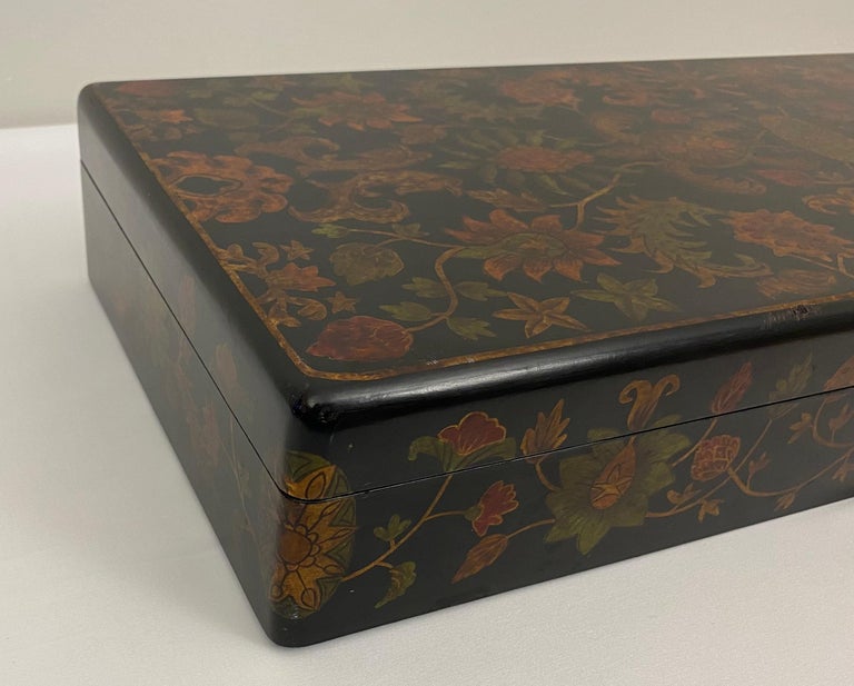 Large Hand Painted Wooden Jewelry Box For Sale at 1stDibs