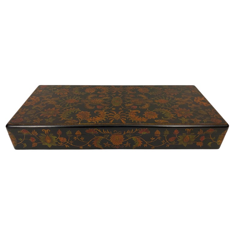 Large Hand Painted Wooden Jewelry Box For Sale at 1stDibs