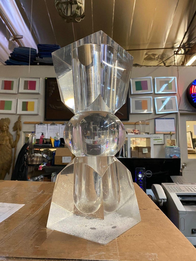 Large Hand Sculpted Mid Century Lucite Candle Stick Holder For Sale at ...