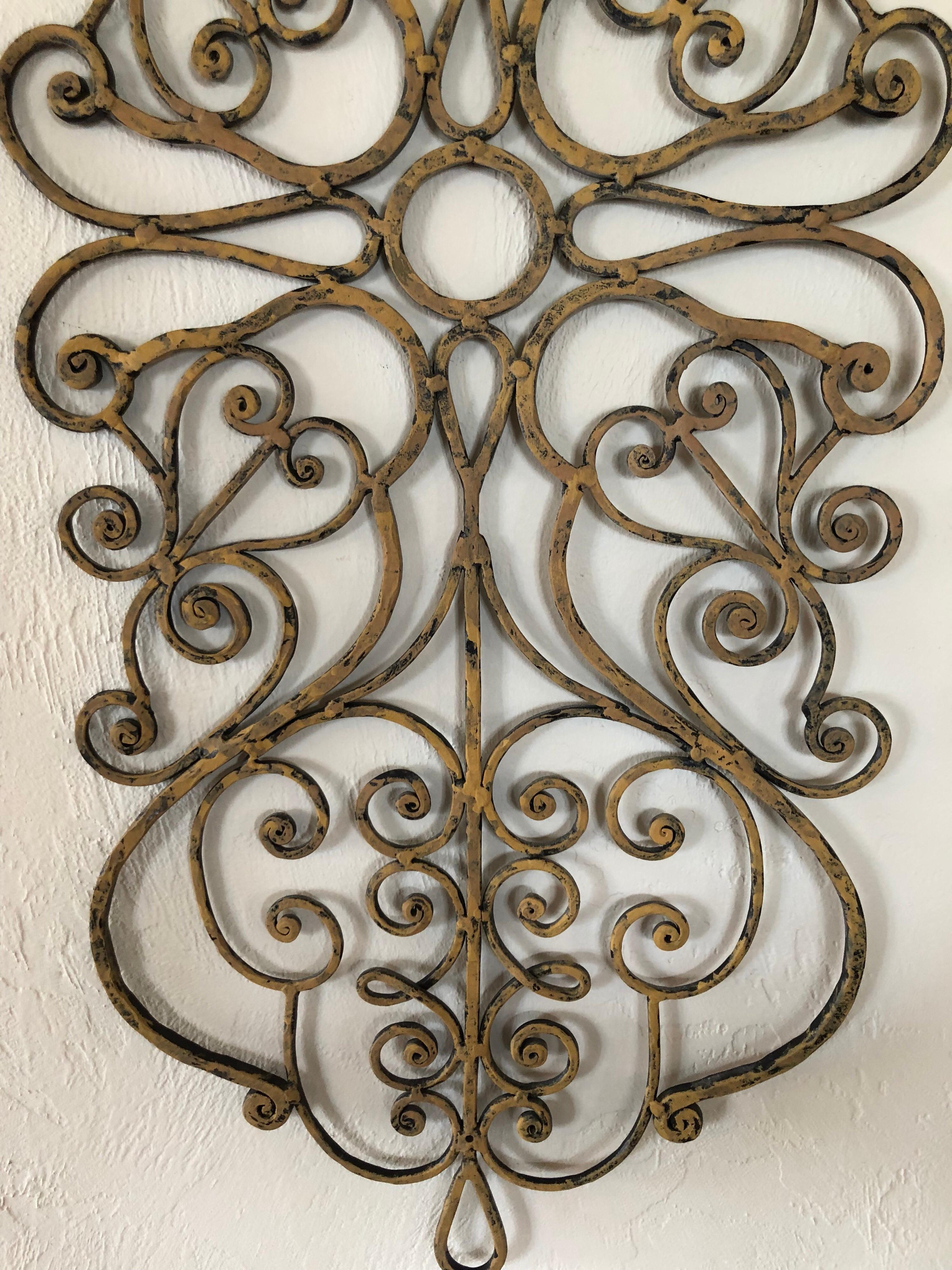 Large Hand-Wrought Iron Wall Sculpture at 1stDibs