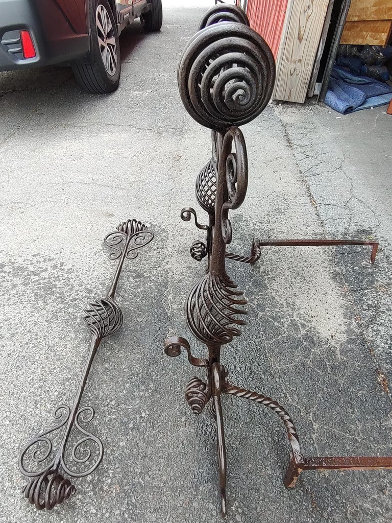 Large Hand Wrought Iron with Twists and Open Spirals style of Samuel ...